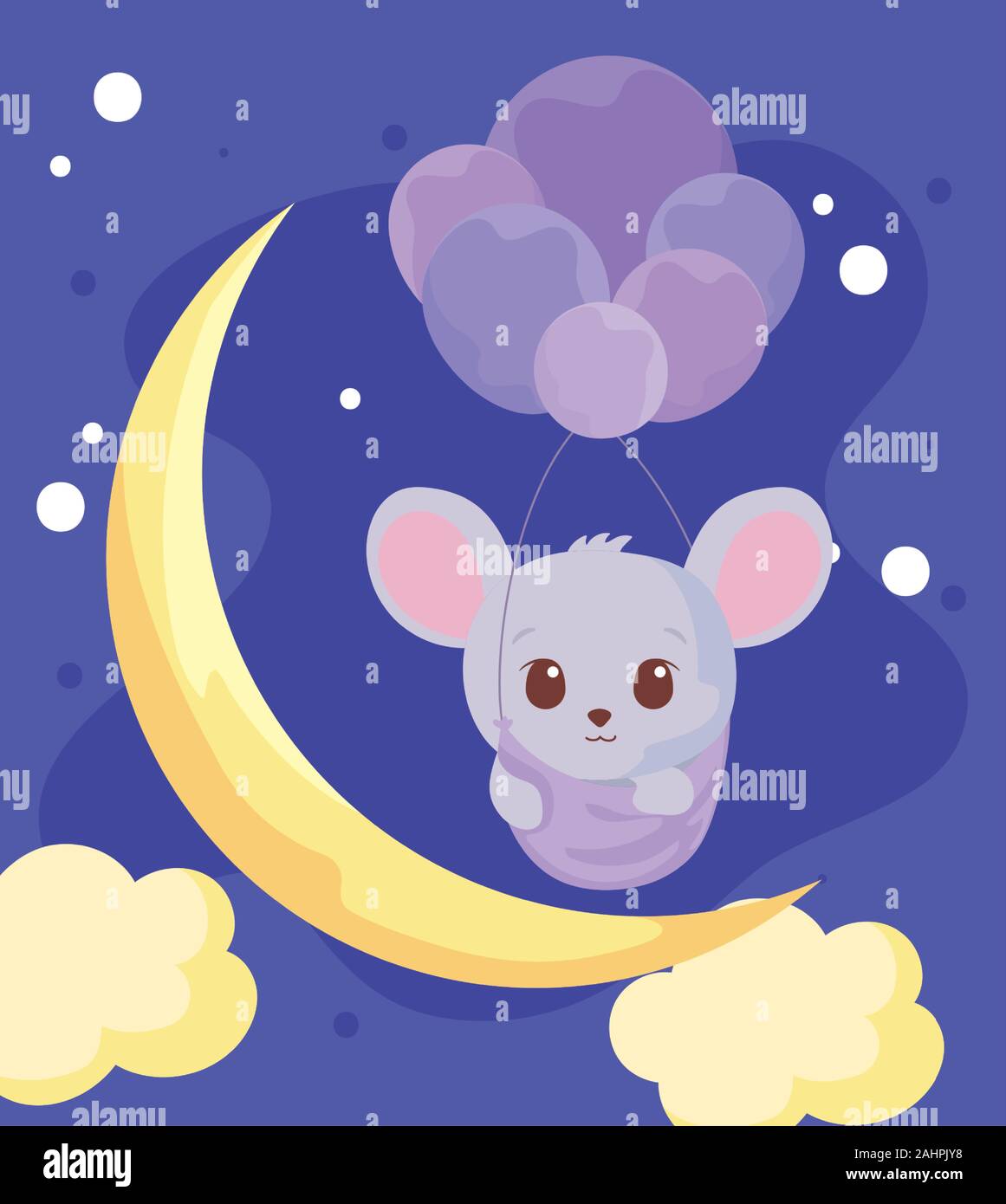 Cute mouse cartoon and moon design, Animal zoo life nature character ...