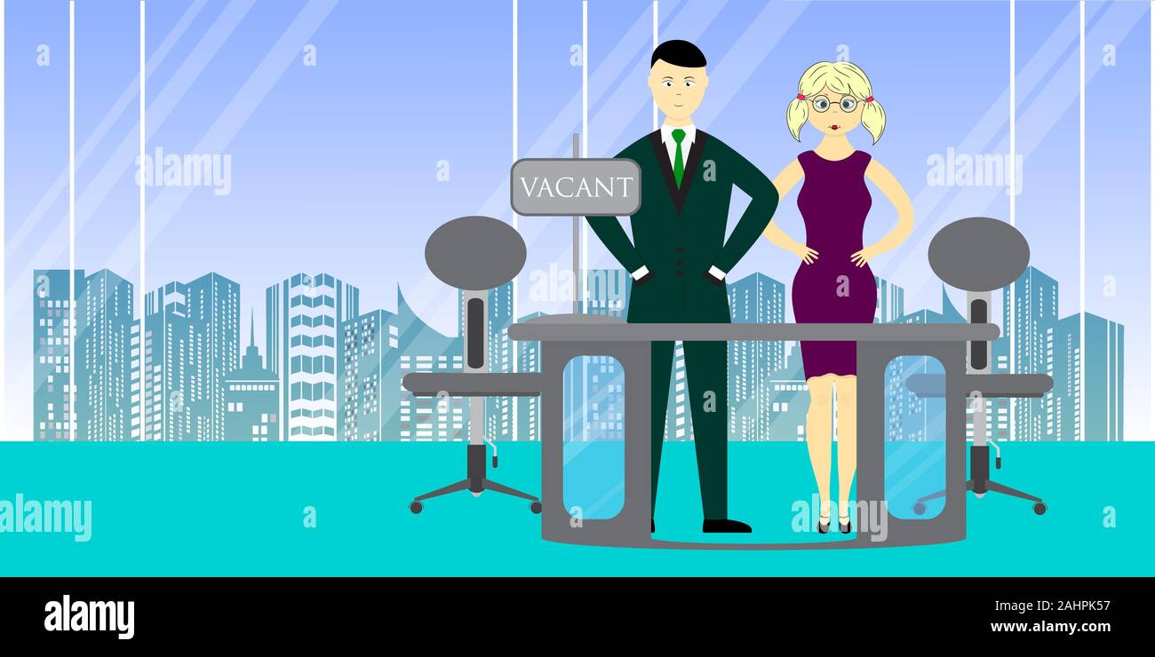 businessman and woman are hiring new staff. vacant place in an office ...