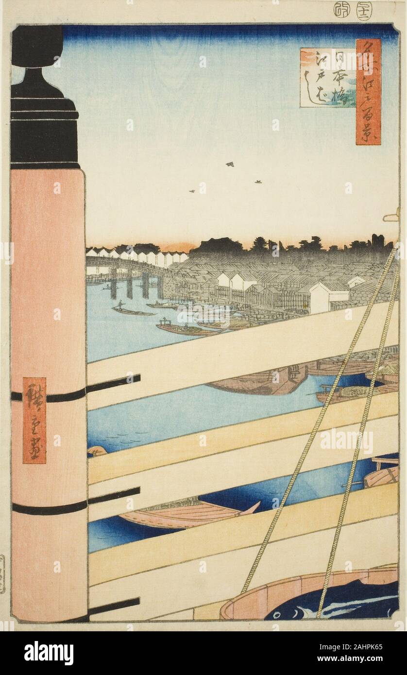 Utagawa Hiroshige. Nihon Bridge and Edo Bridge (Nihonbashi, Edobashi ...