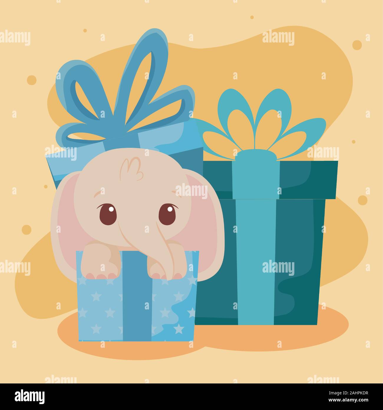 Cute elephant cartoon with gifts design, Animal zoo life nature ...