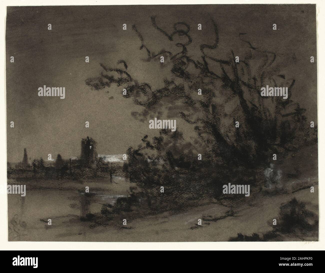 Moonlight scenery drawing hi-res stock photography and images - Alamy