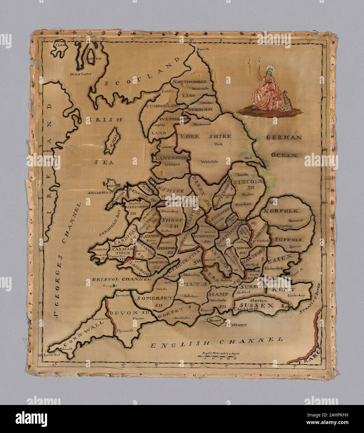 Sampler (Map). 1790–1810. England Stock Photo - Alamy