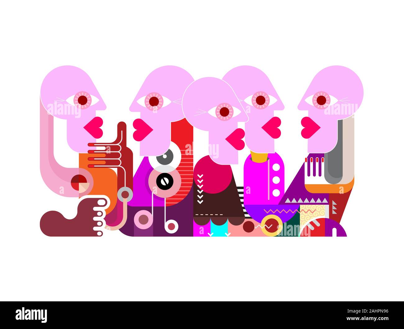 Colorful modern abstract art isolated on a white background Group of ...