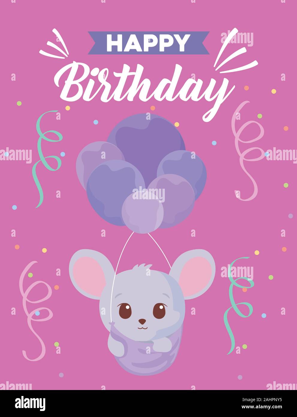 mouse cartoon design, Happy birthday card celebration decoration ...