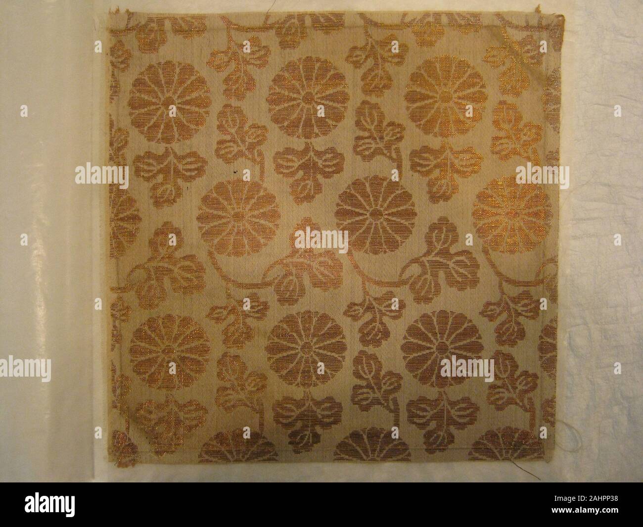 Fragment. 1850–1900. Japan. plain compound twill, silk and gilt paper ...