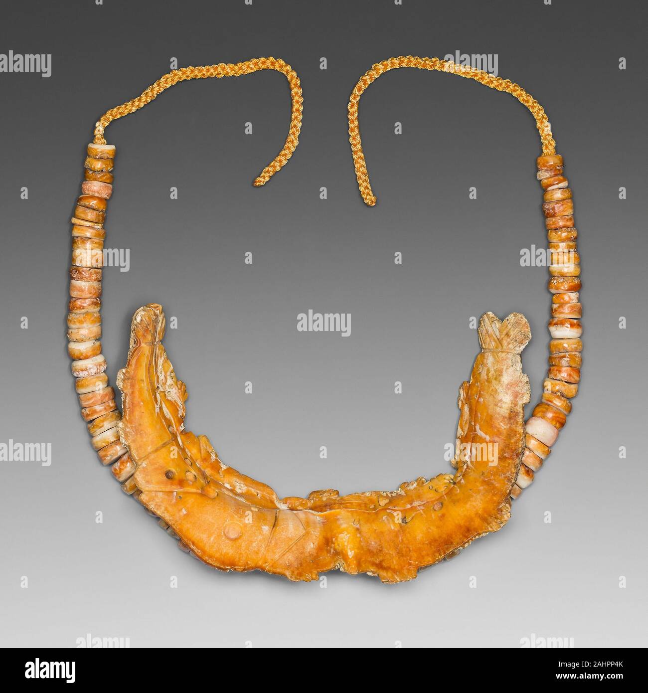 Colima. Necklace with a Pendant Depicting a Large Fish Eating a Smaller ...