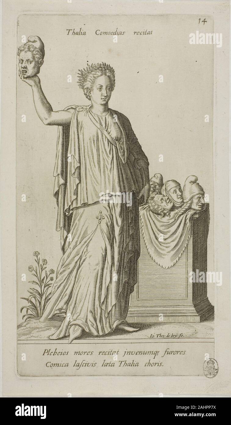 Johann Theodor de Bry. Thalia, Muse of Comedy, plate 14 from Parnassus ...