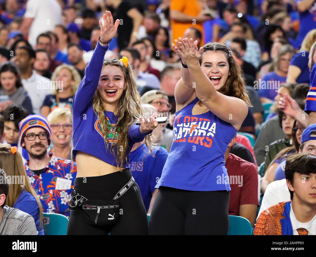 Miami Gardens, Florida, USA. 30th Dec, 2019. Florida Gators fans cheer ...