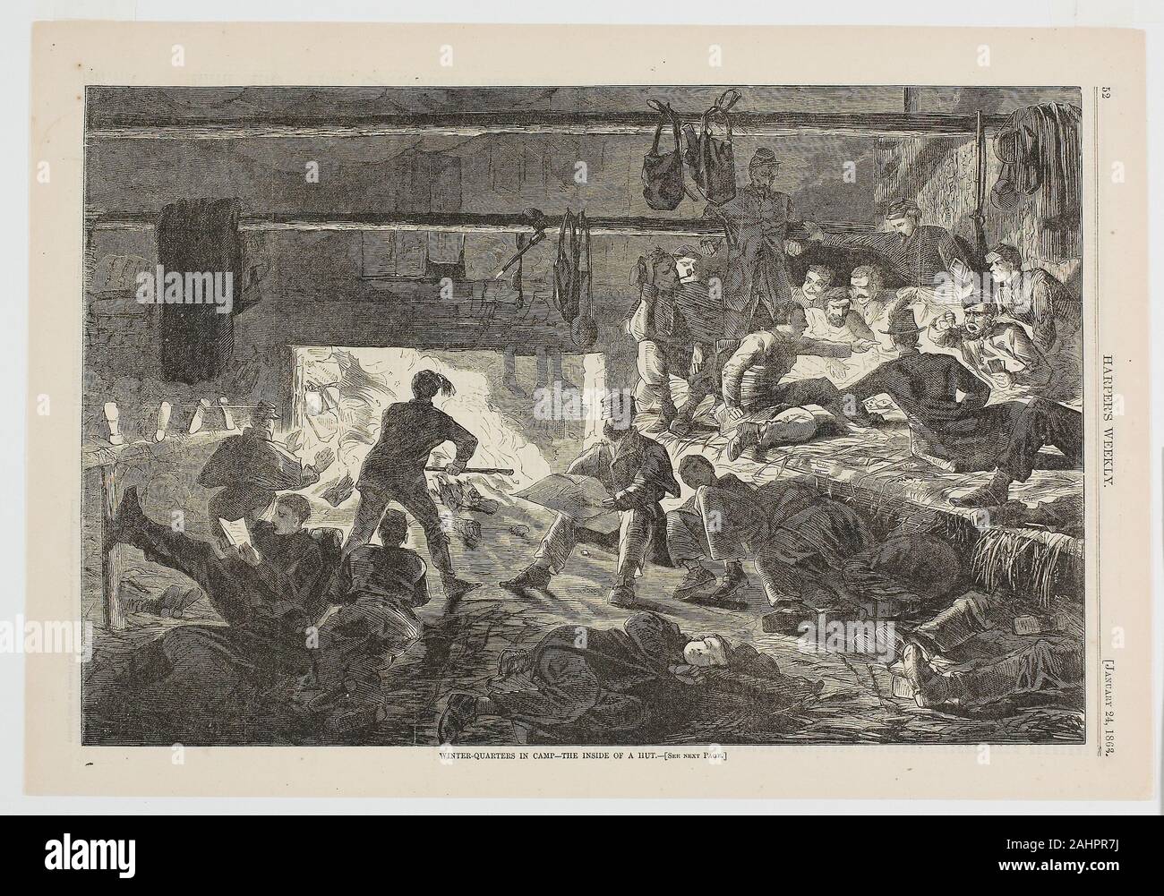 Winslow Homer. Winter-Quarters in Camp—The Inside of a Hut. 1863 ...
