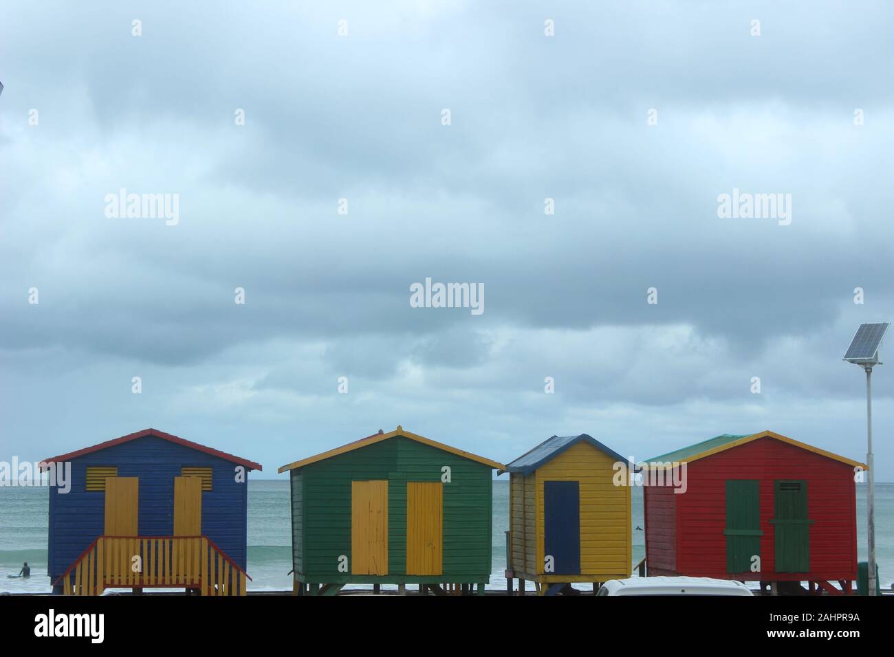 colorful changing rooms in St James beach Muizenberg Cape Town south ...