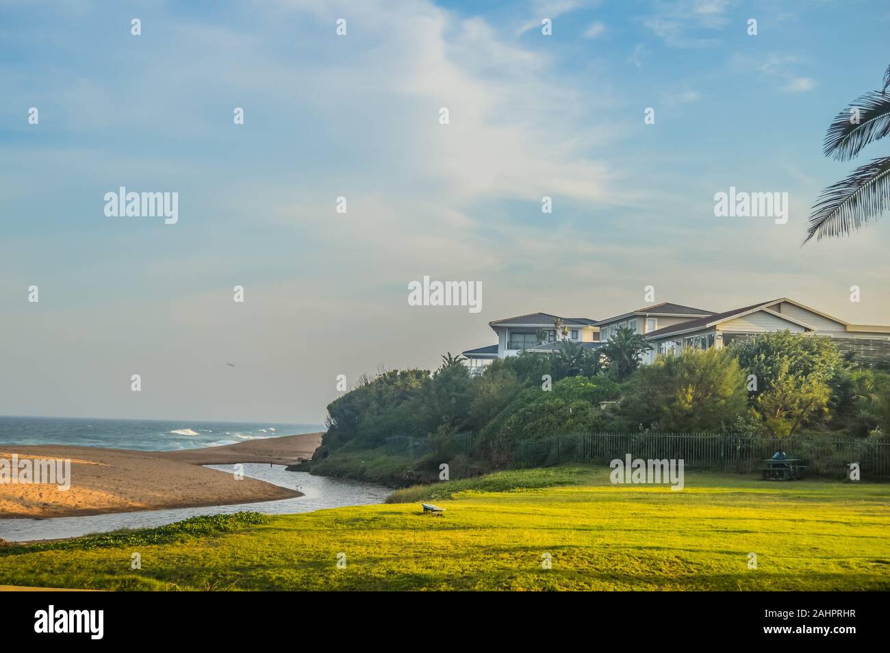 Pictureque Salt rock main beach and a river mouth lagoon in Dolphin ...