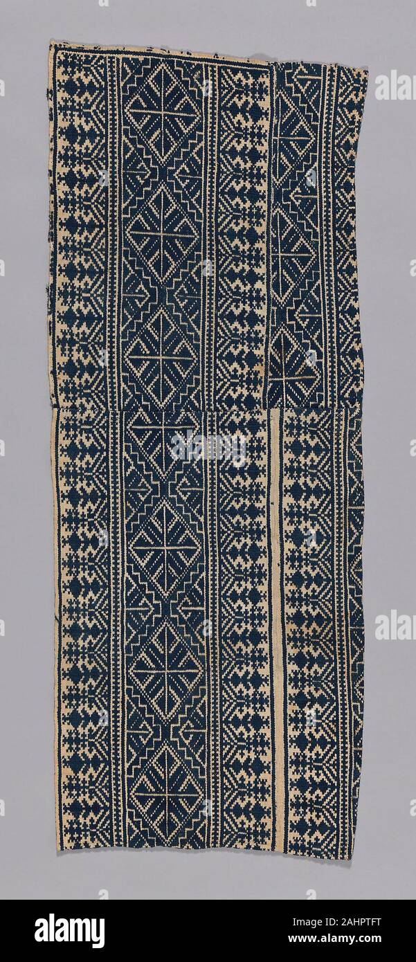 Panel. 1801–1900. Greece. Linen, plain weave; embroidered with cotton ...