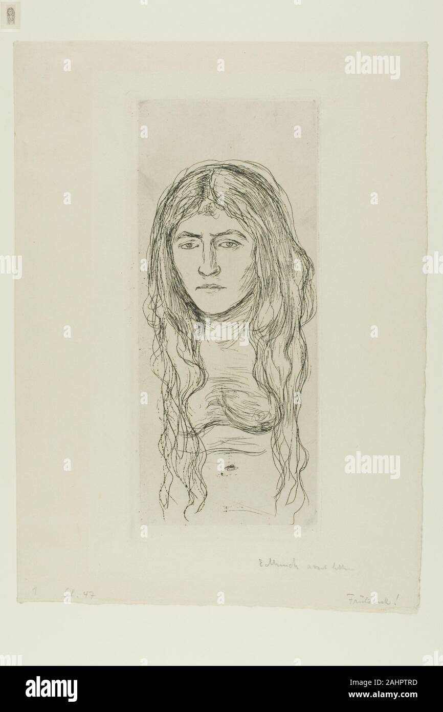 Edvard Munch. Woman with Long Hair. 1896. Norway. Etching on cream laid ...