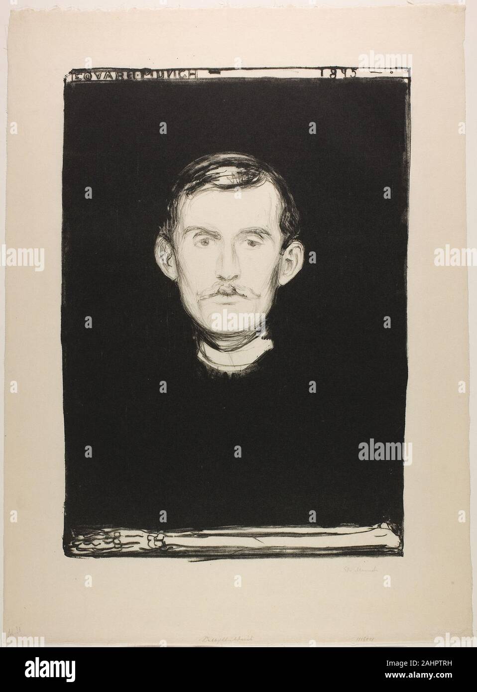 Edvard Munch. Self-Portrait. 1895. Norway. Lithograph in black on ivory ...