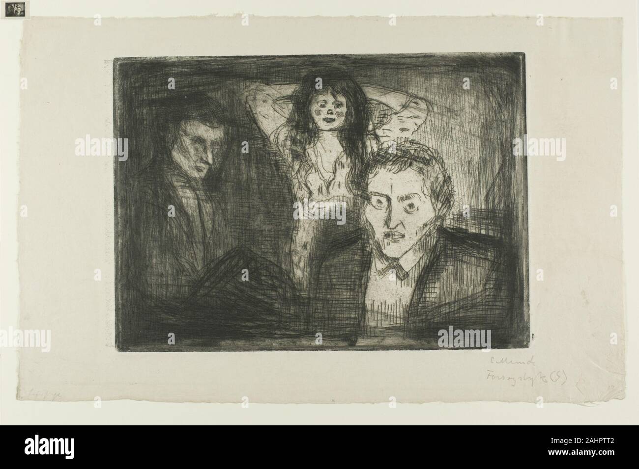 Edvard Munch. Jealousy. 1914. Norway. Etching and drypoint on cream ...