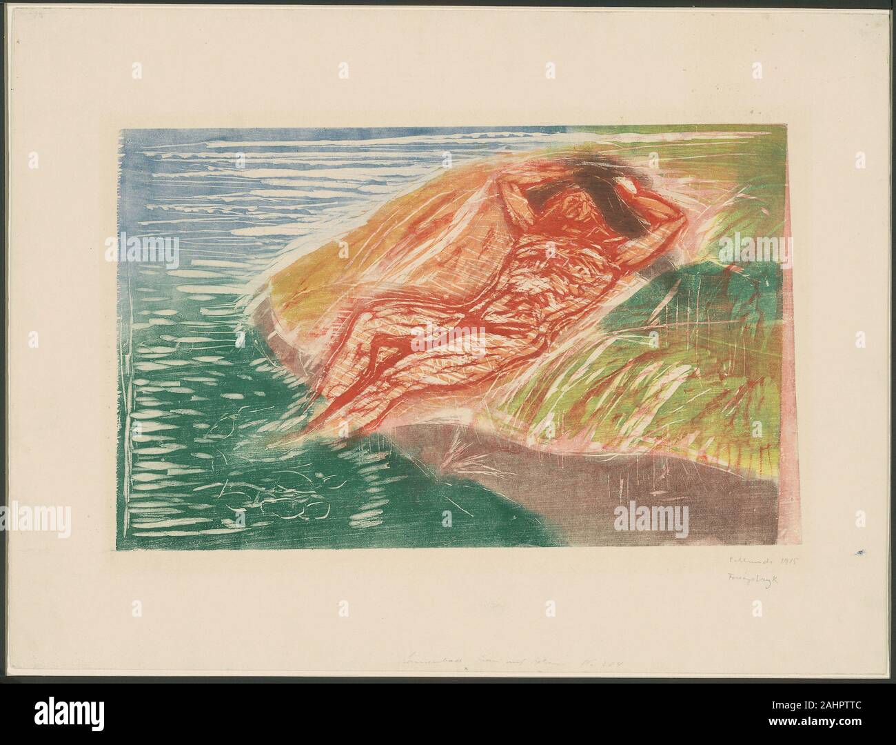 Edvard Munch. Sunbathing I. 1915. Norway. Woodcut printed from two ...