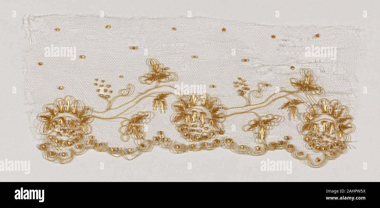 Fragment (from a border). 1850–1870. France. Silk, machine-made twist ...