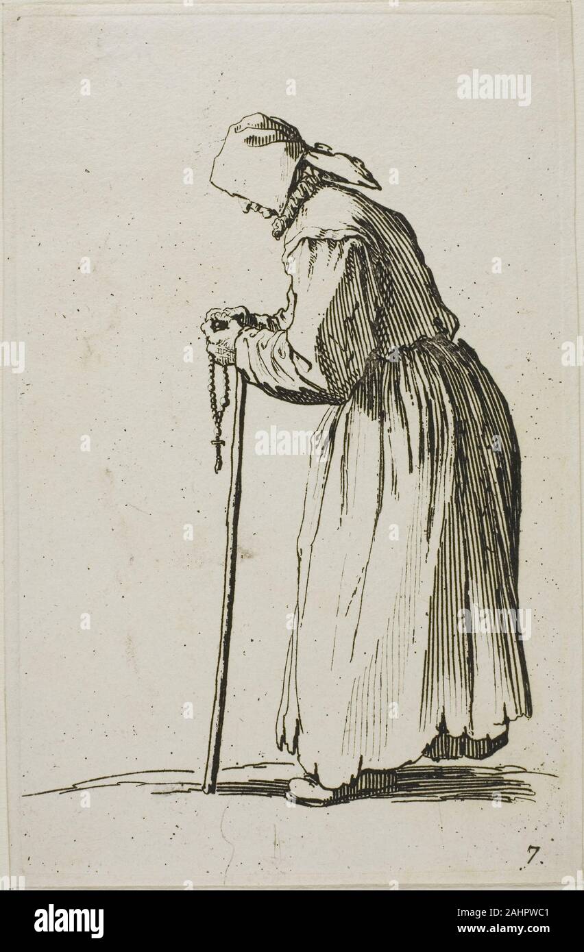 Jacques Callot. Woman Beggar with a Rosary, plate seven from The ...