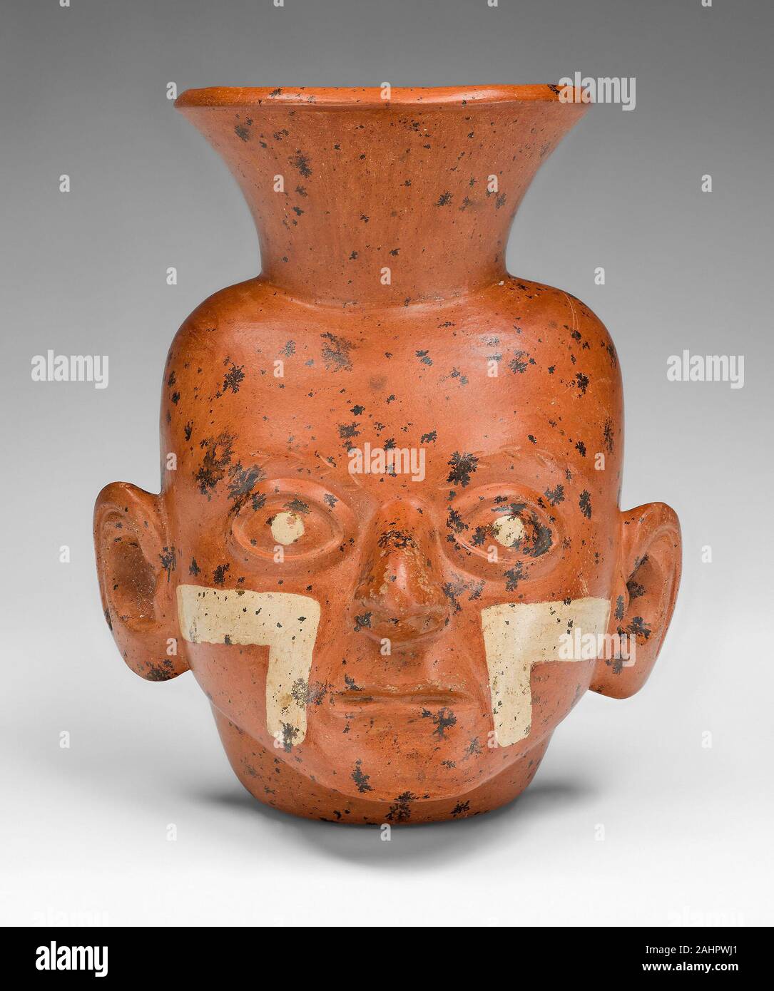 Moche. Miniature Vessel in the Form of a Portrait Head with Painted ...