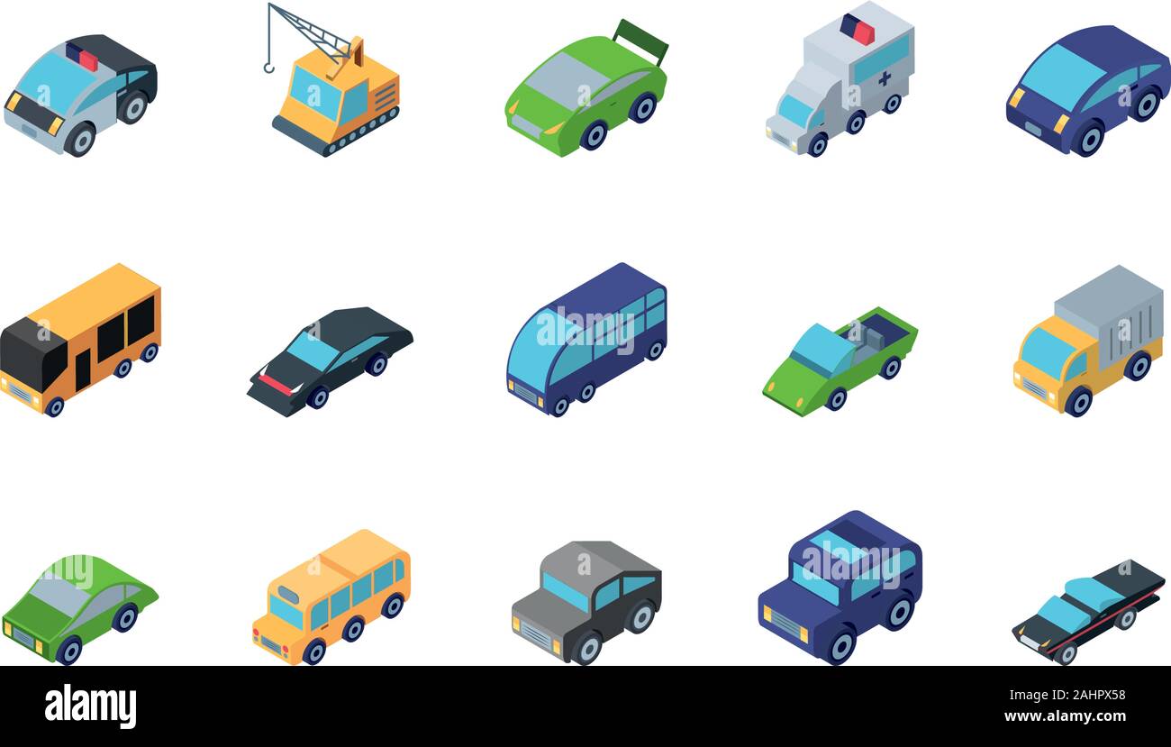 Isometric cars icon set design, Transportation vehicle transport wheel ...