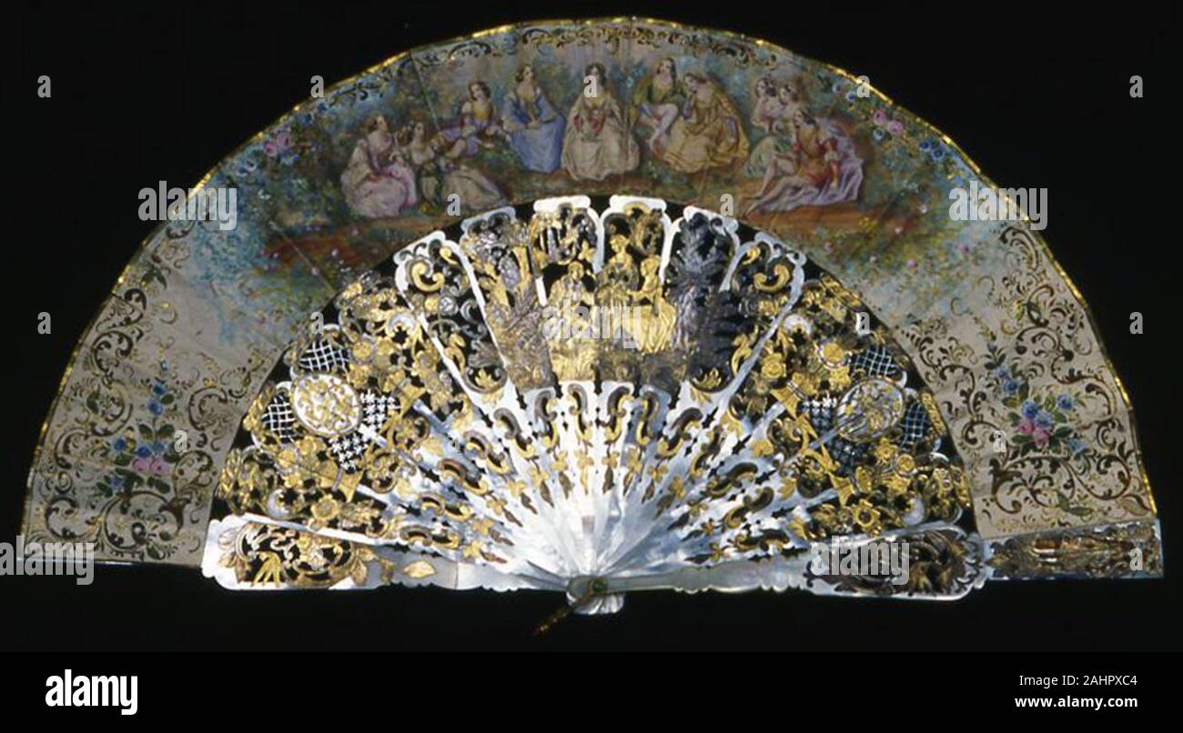 Fan. 1825–1875. France. Ivory guards and sticks, carved and etched ...