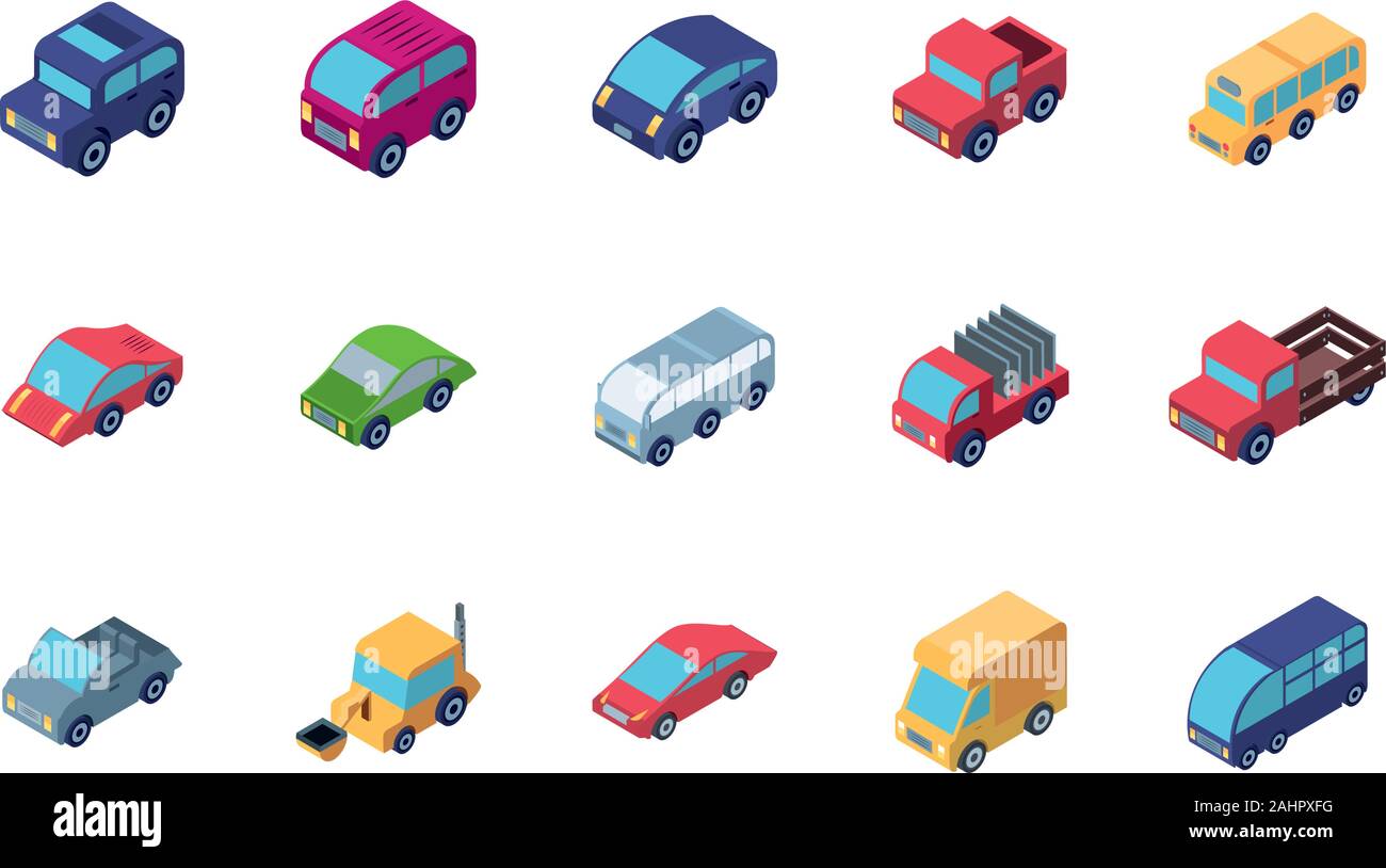 Isometric cars icon set design, Transportation vehicle transport wheel ...