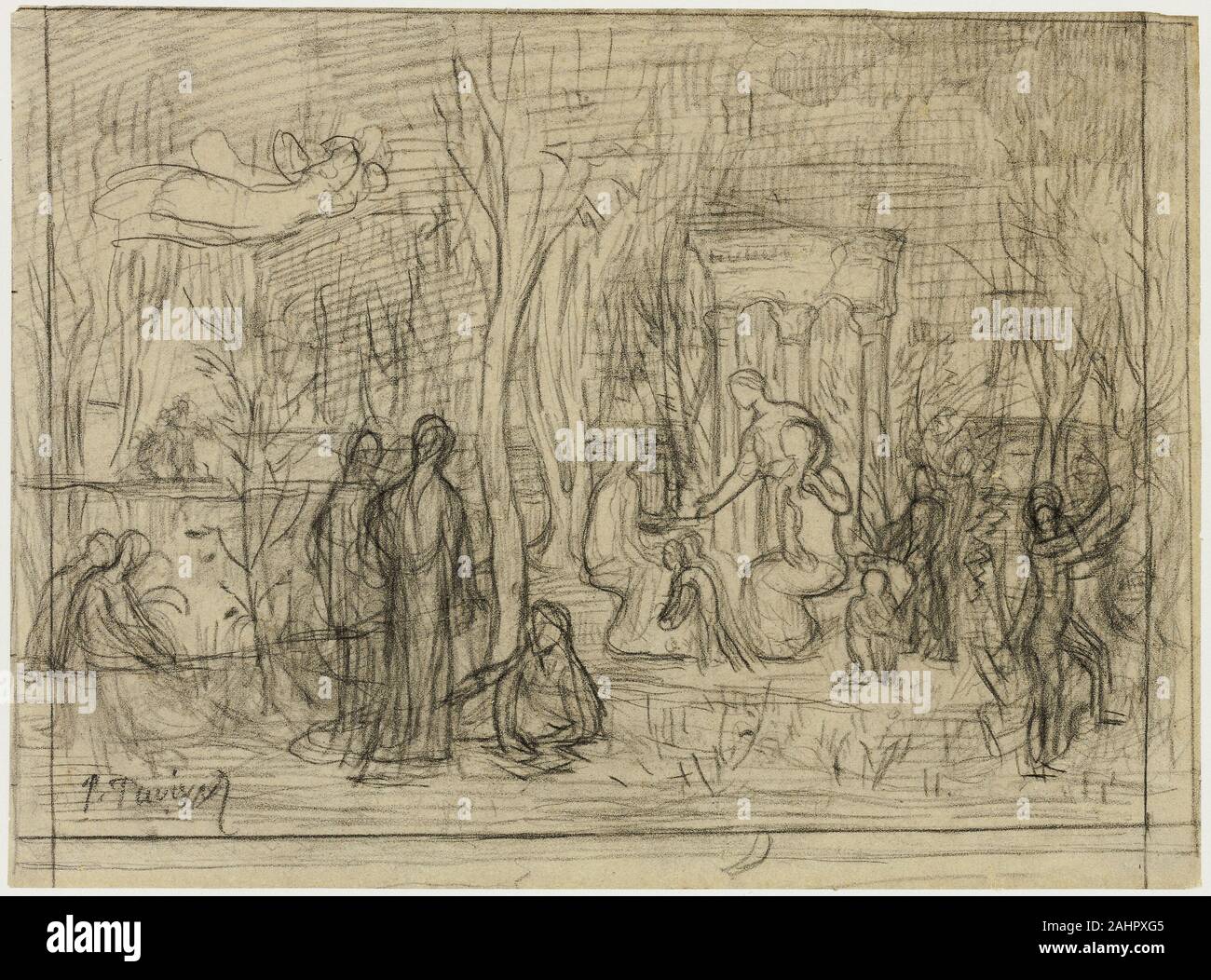 Pierre Puvis de Chavannes. Compositional study for The Sacred Grove ...