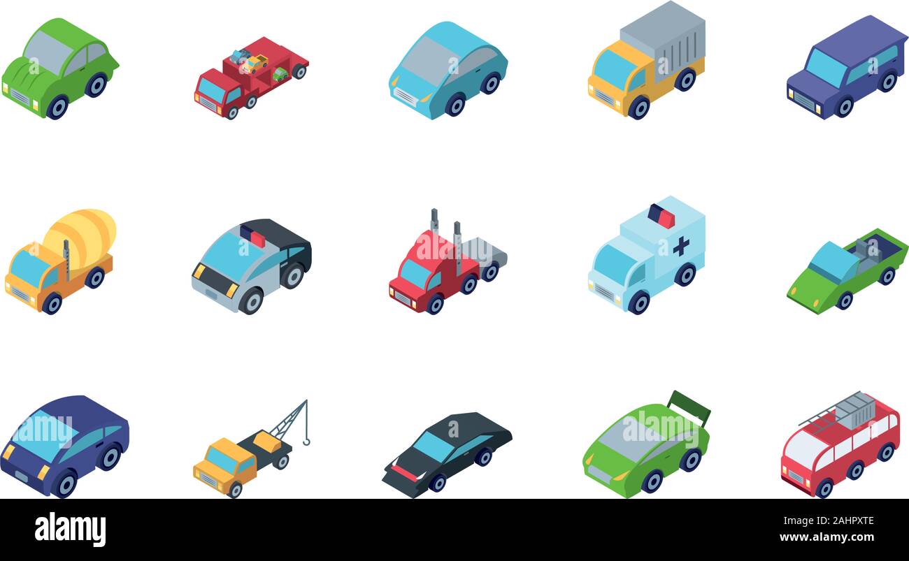 Isometric cars icon set design, Transportation vehicle transport wheel ...