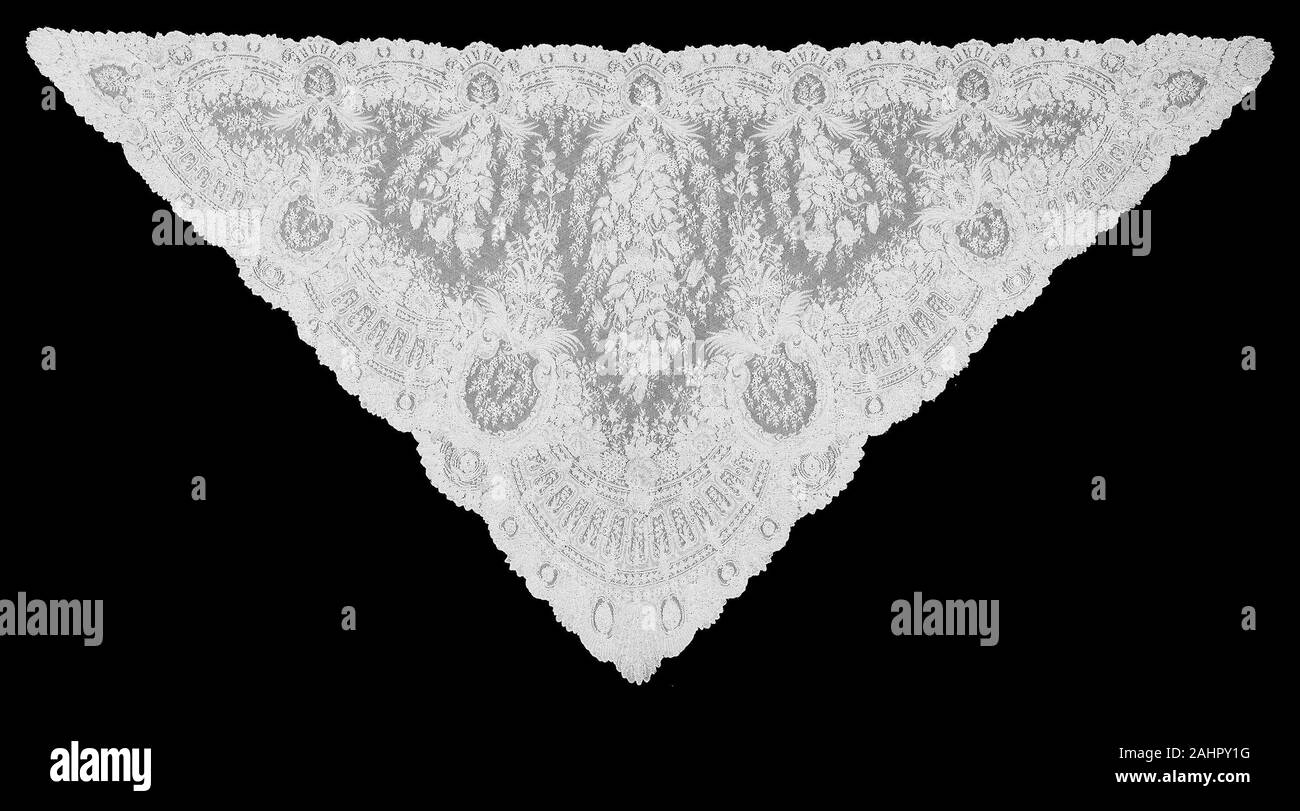 Shawl. 1860–1869. England. Silk and mohair, Pusher machine lace Stock ...