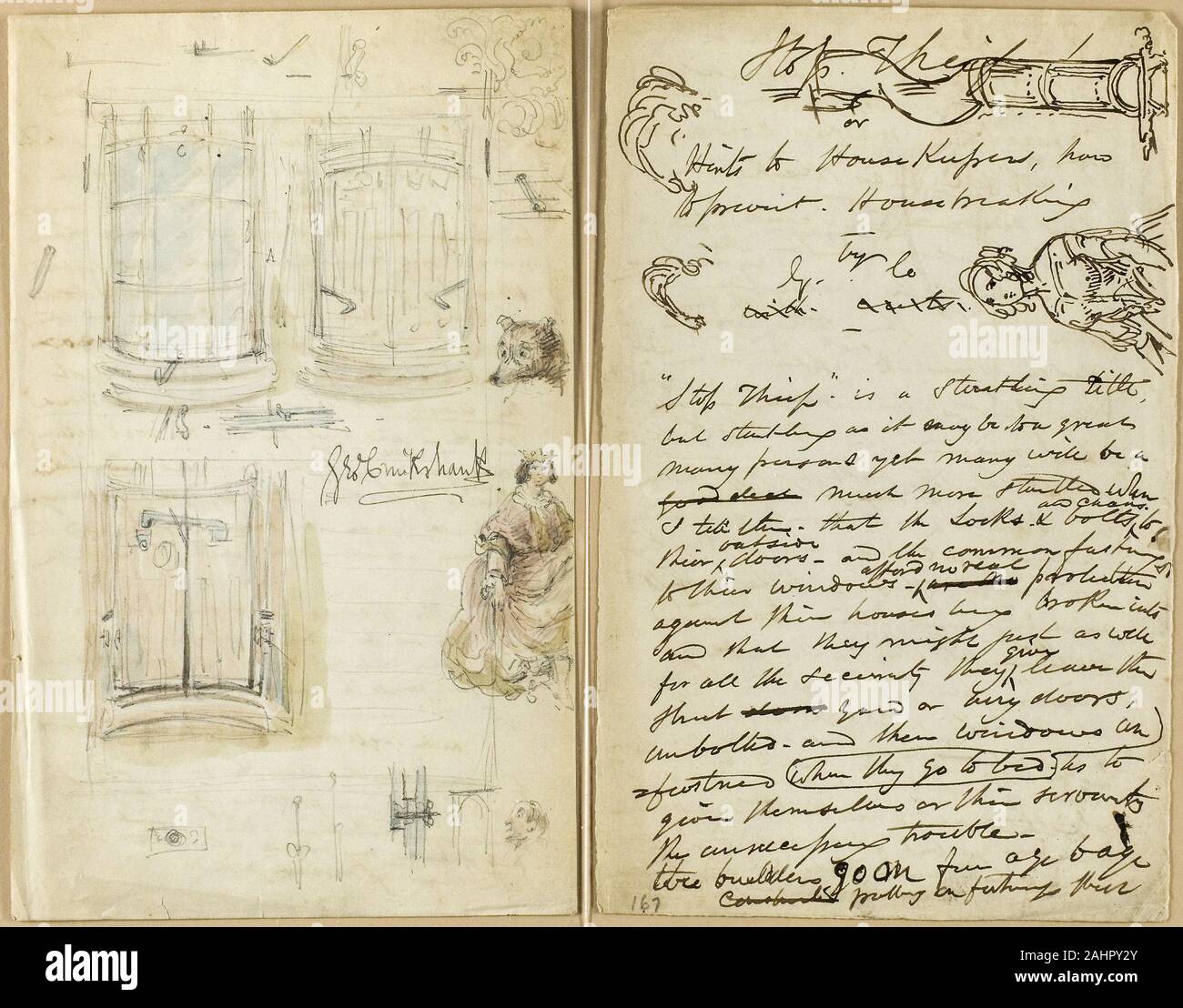 George Cruikshank. Letter Stop Thief. 1851. England. Signed letter in ...