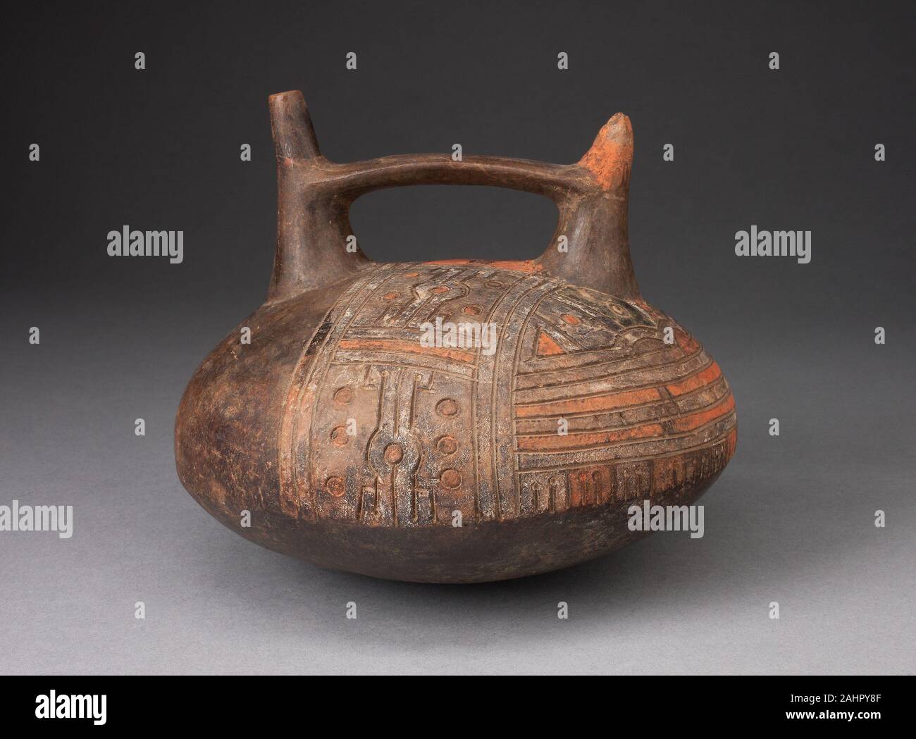 Paracas. Double Spout and Bridge Vessel Depicting Incised and Painted ...