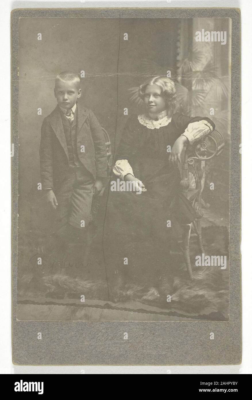 Unknown. Untitled (boy and girl). 1870–1899. Gelatin silver print Stock Photo - Alamy