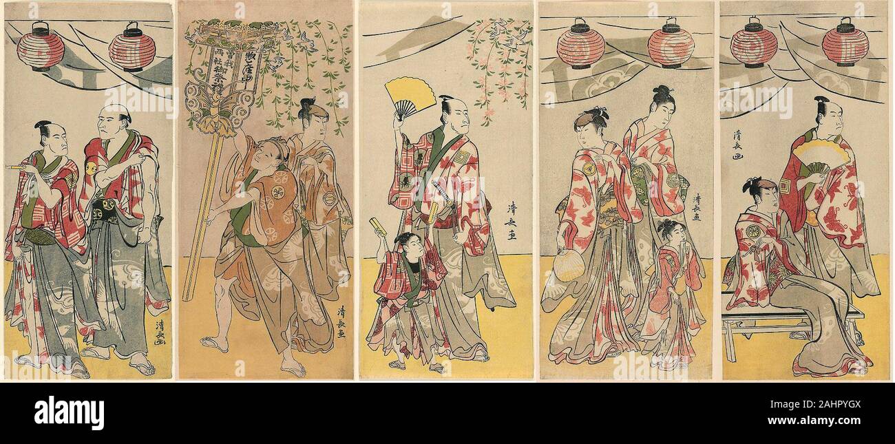 Torii Kiyonaga. Eleven Actors Celebrating the Festival of the Shrine of ...