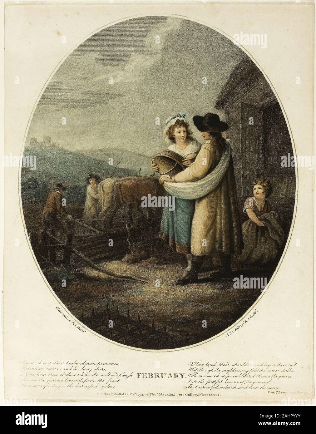Francesco Bartolozzi. February. 1793. Italy. Color stipple engraving on ...