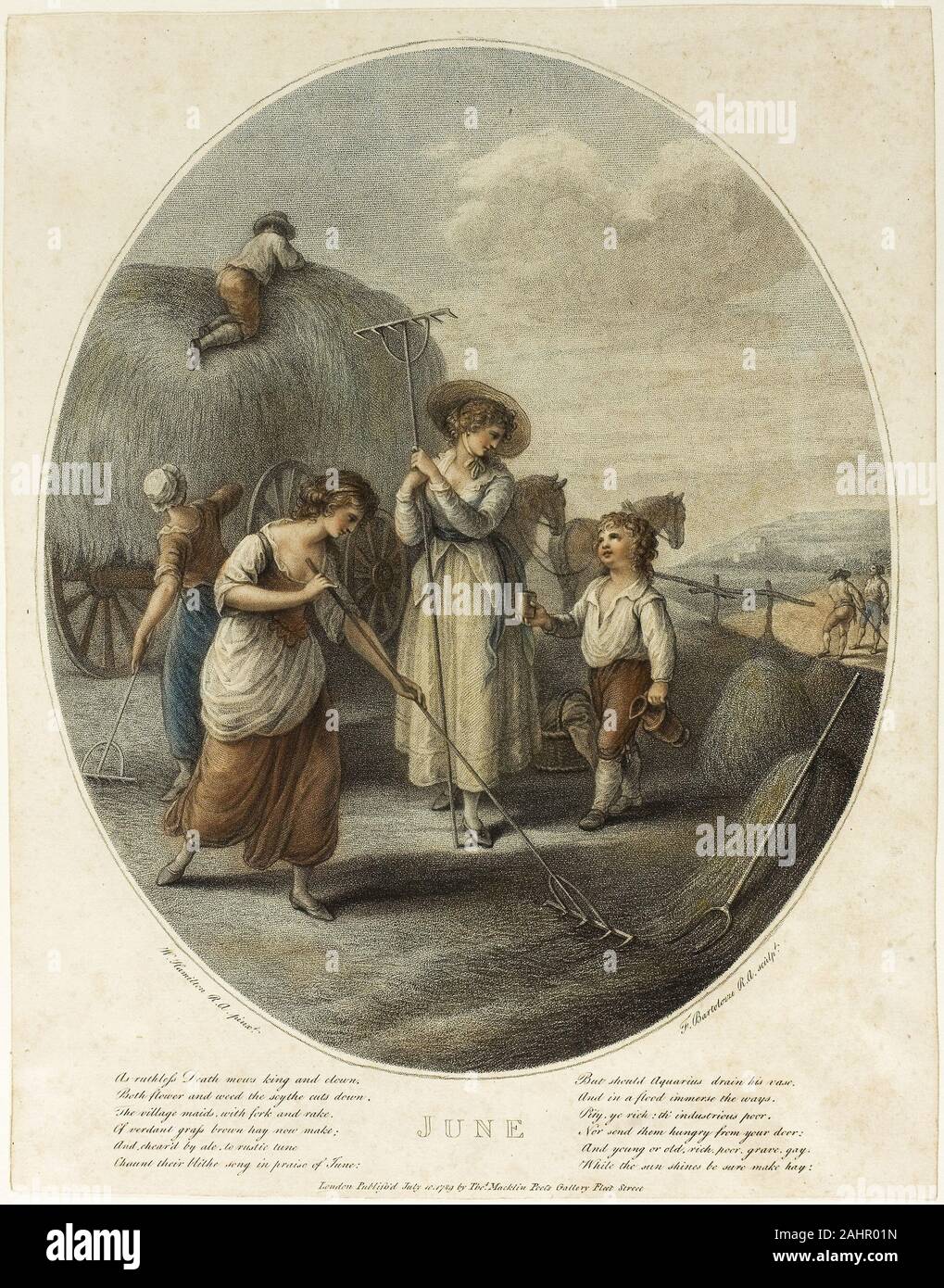 Francesco Bartolozzi. June. 1789. Italy. Color stipple engraving on ...