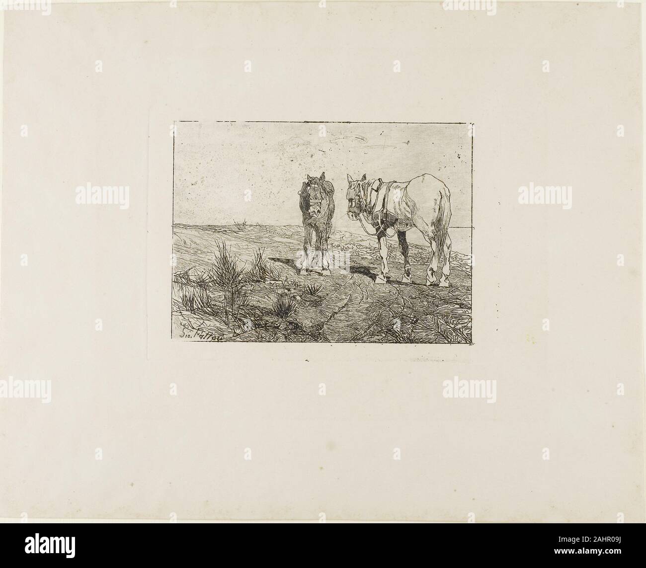 Giovanni Fattori. Horses' Rest. 1880–1890. Italy. Etching with drypoint ...