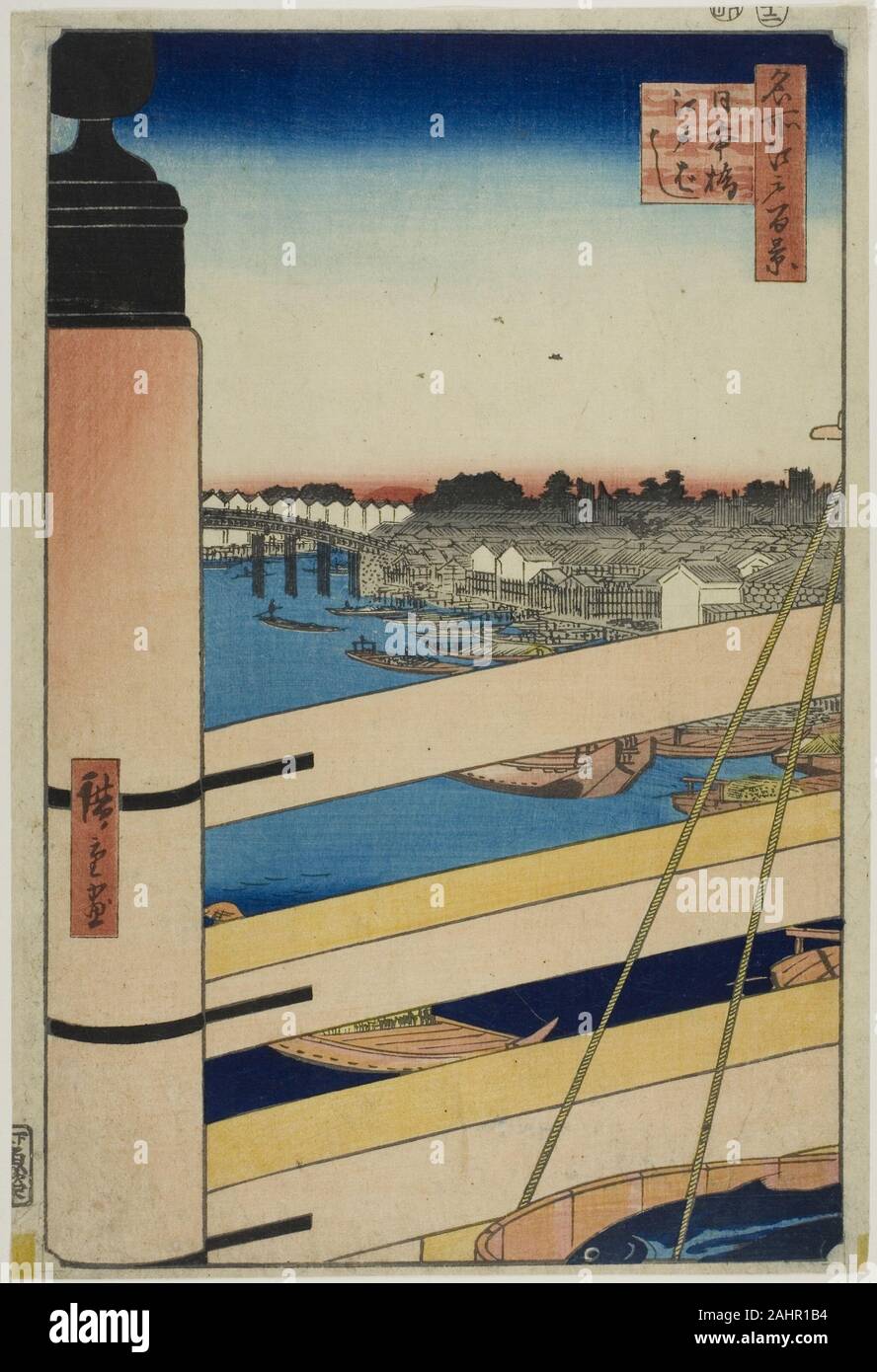 Utagawa Hiroshige. Nihon Bridge and Edo Bridge (Nihonbashi, Edobashi ...