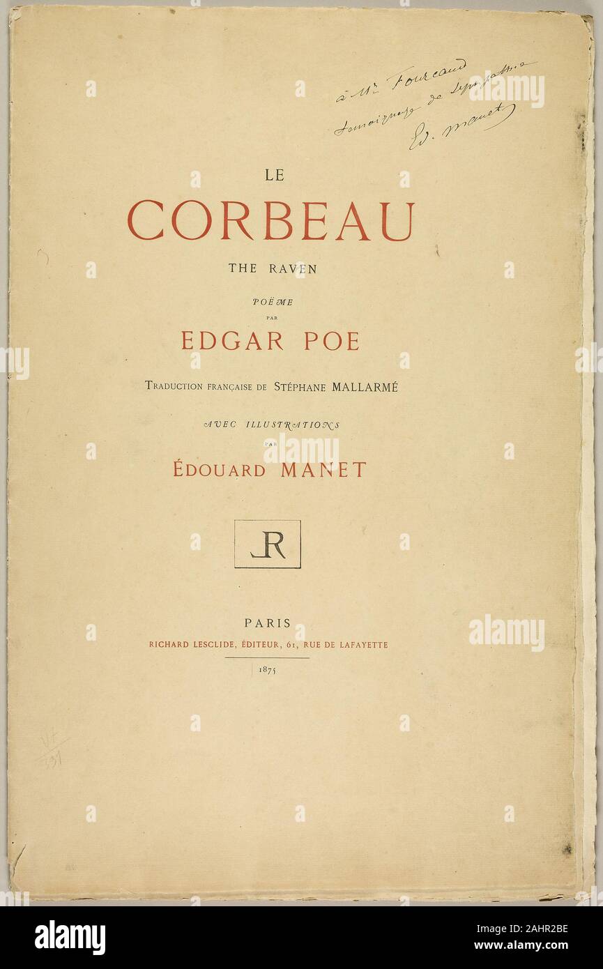 Édouard Manet. Title Page and Text, from The Raven (Le Corbeau). 1875 ...