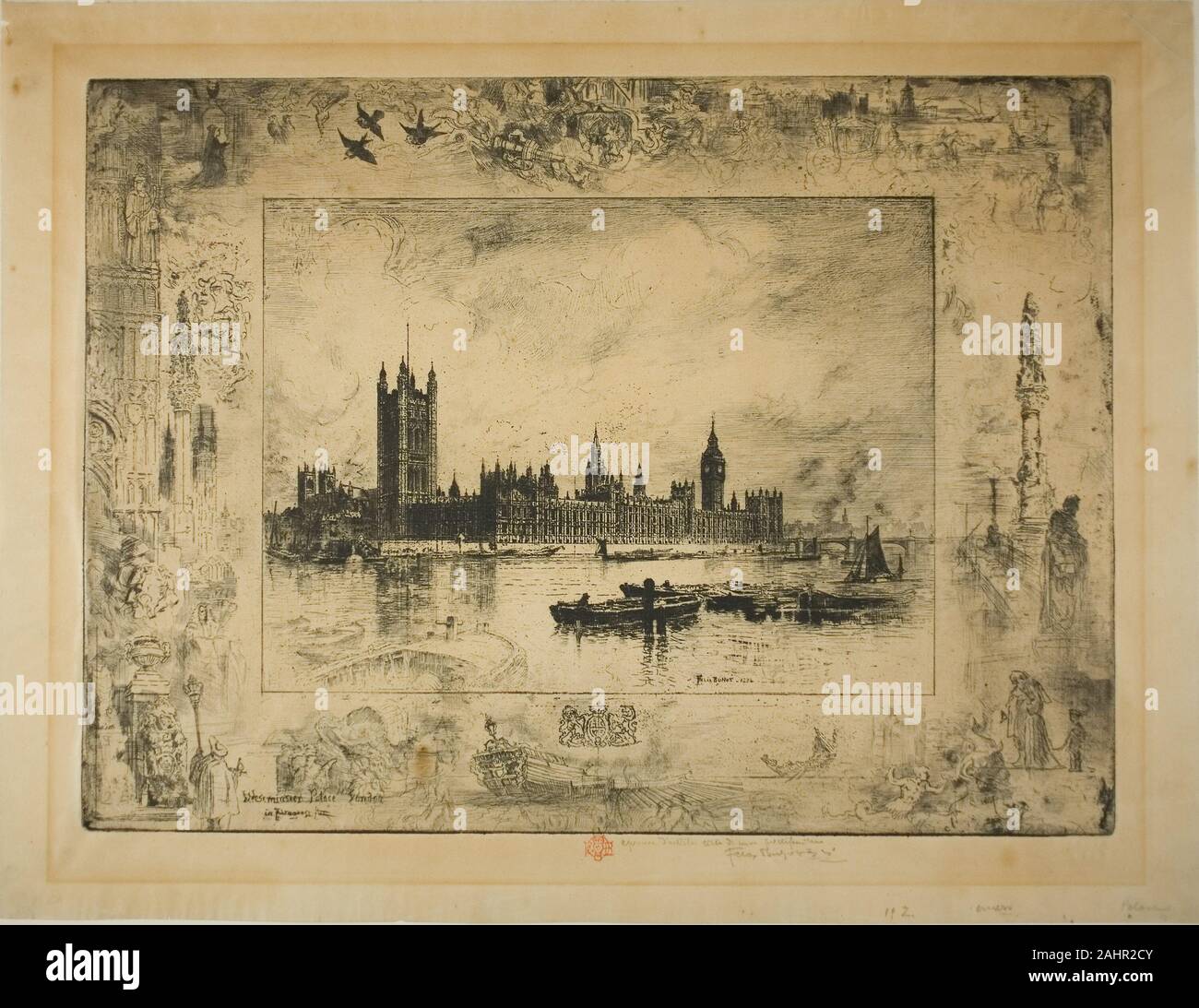 Félix Hilaire Buhot. Westminster Palace, London. 1884. France. Etching ...