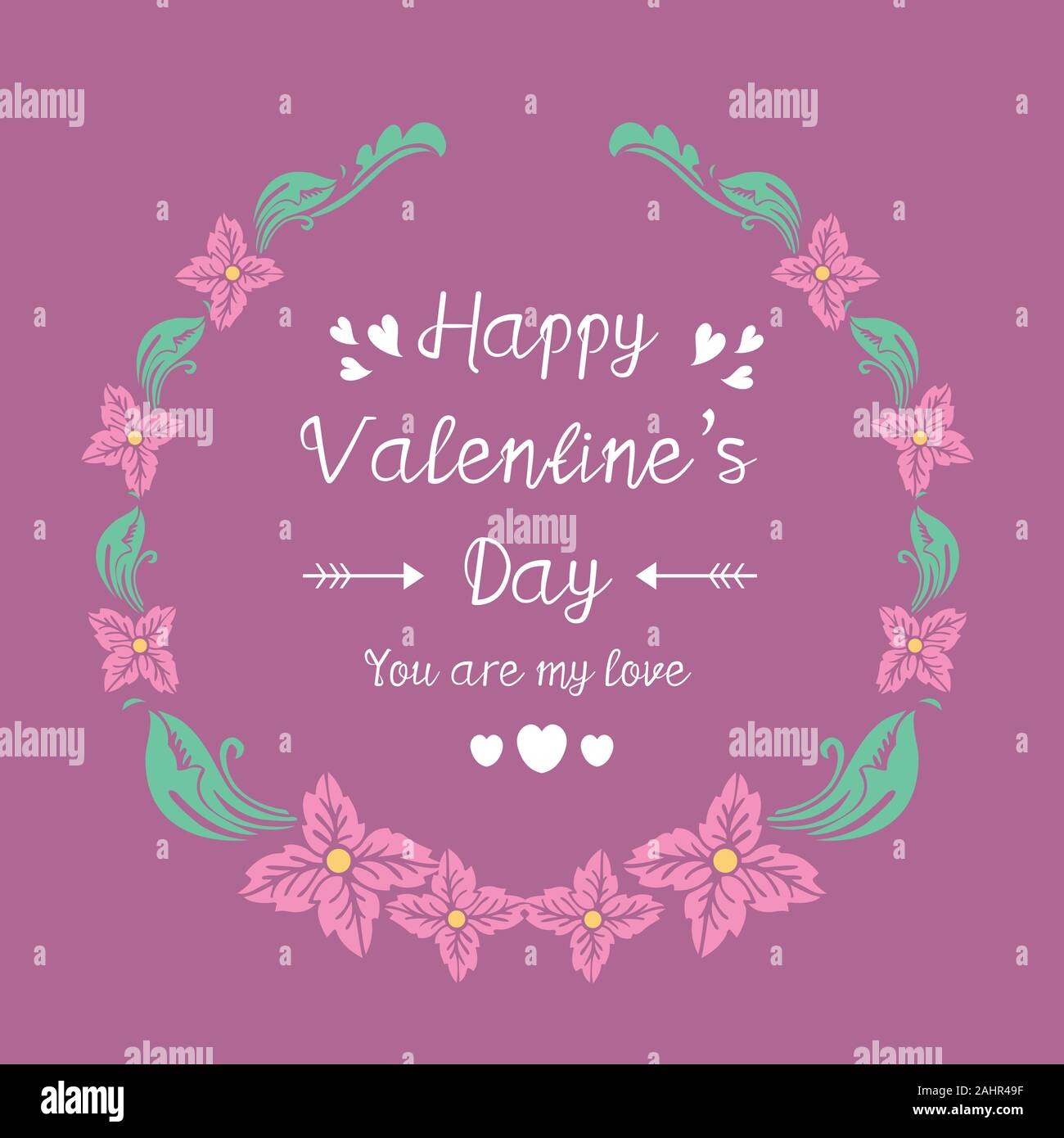 Elegant Happy Valentine Invitation Card Design With Romantic Leaf And