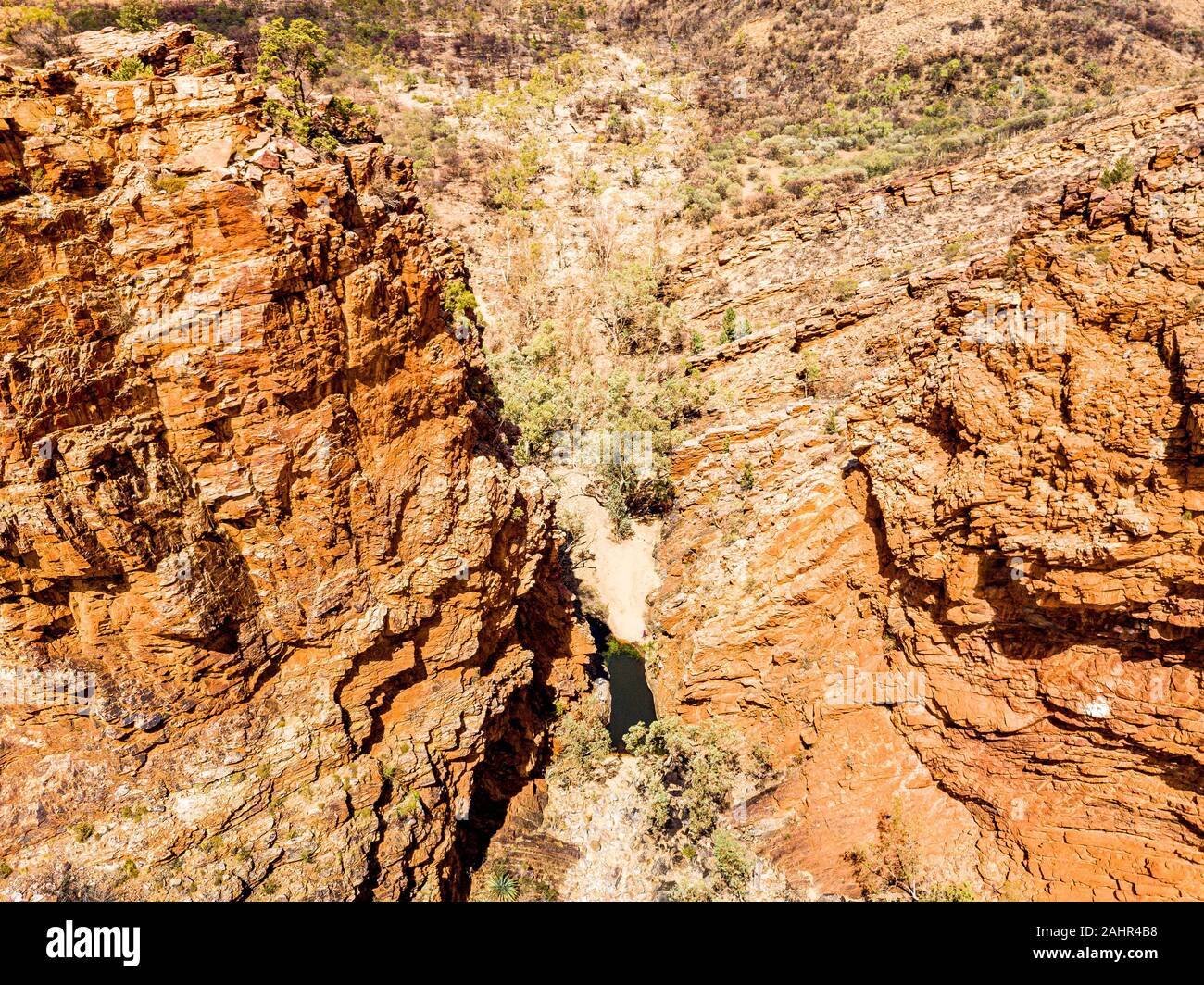 Aerial view of Serpentine Gorge in the West MacDonnell Ranges, Northern ...