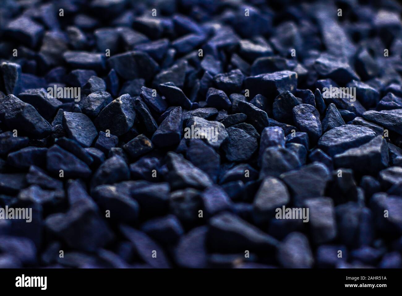 Decor, surface and nature concept - Dark blue stone pebbles as abstract ...
