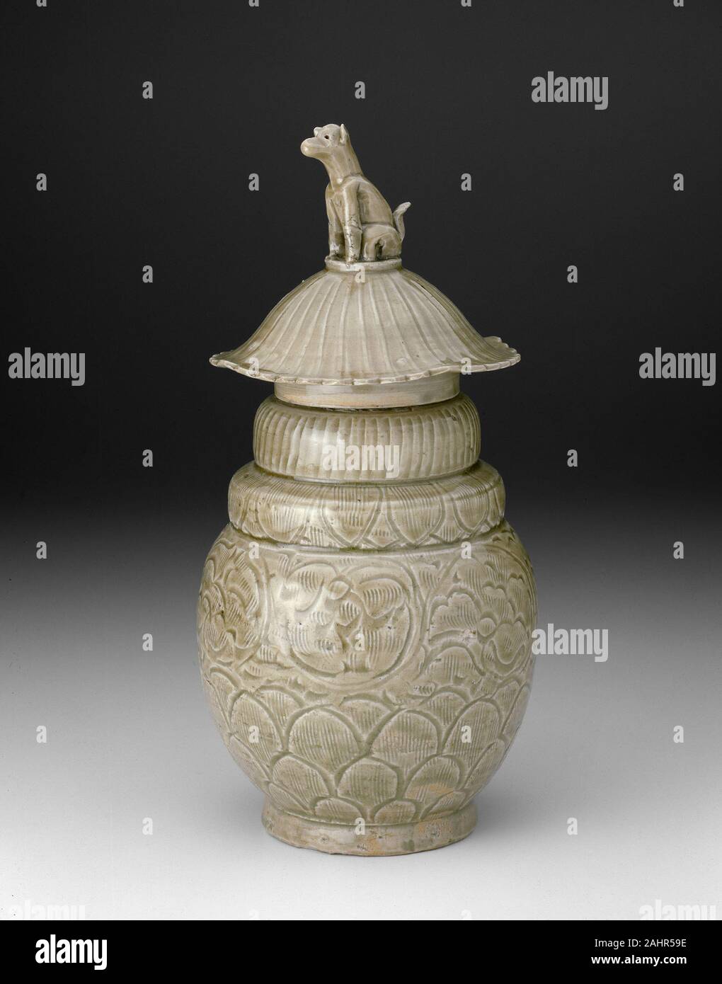 Stoneware with underglaze mold impressed and carved decoration hi-res ...