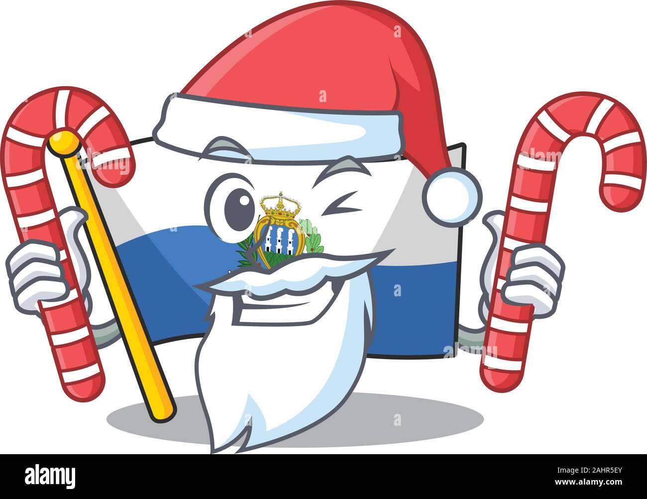 Happy flag san marino Scroll Cartoon character in Santa with candy ...