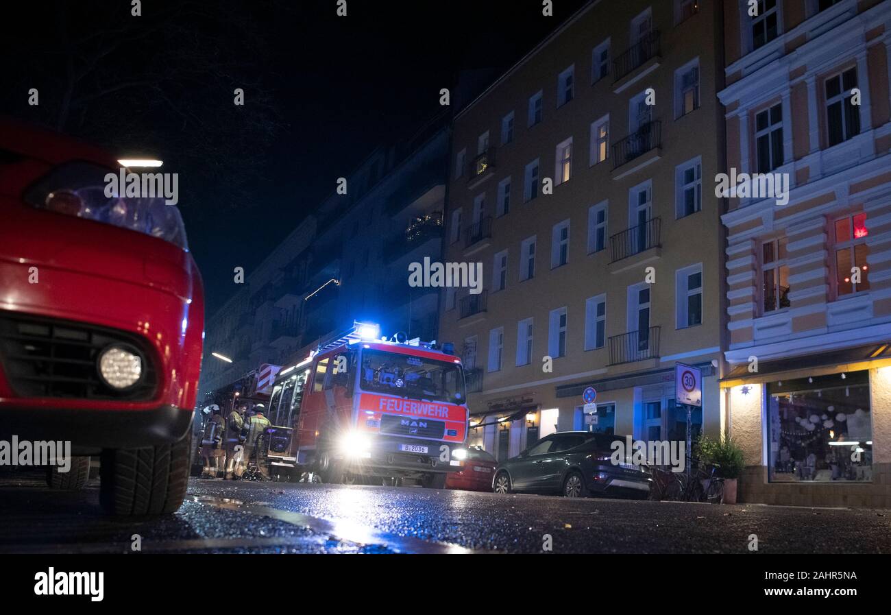 Berlin, Germany. 01st Jan, 2020. Emergency vehicles of the fire brigade ...