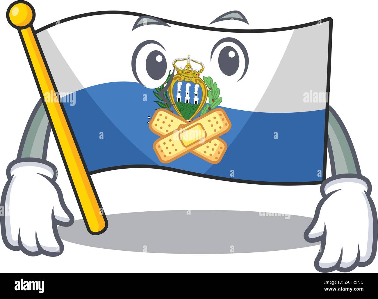 Flag san marino Scroll mascot cartoon character design on silent ...