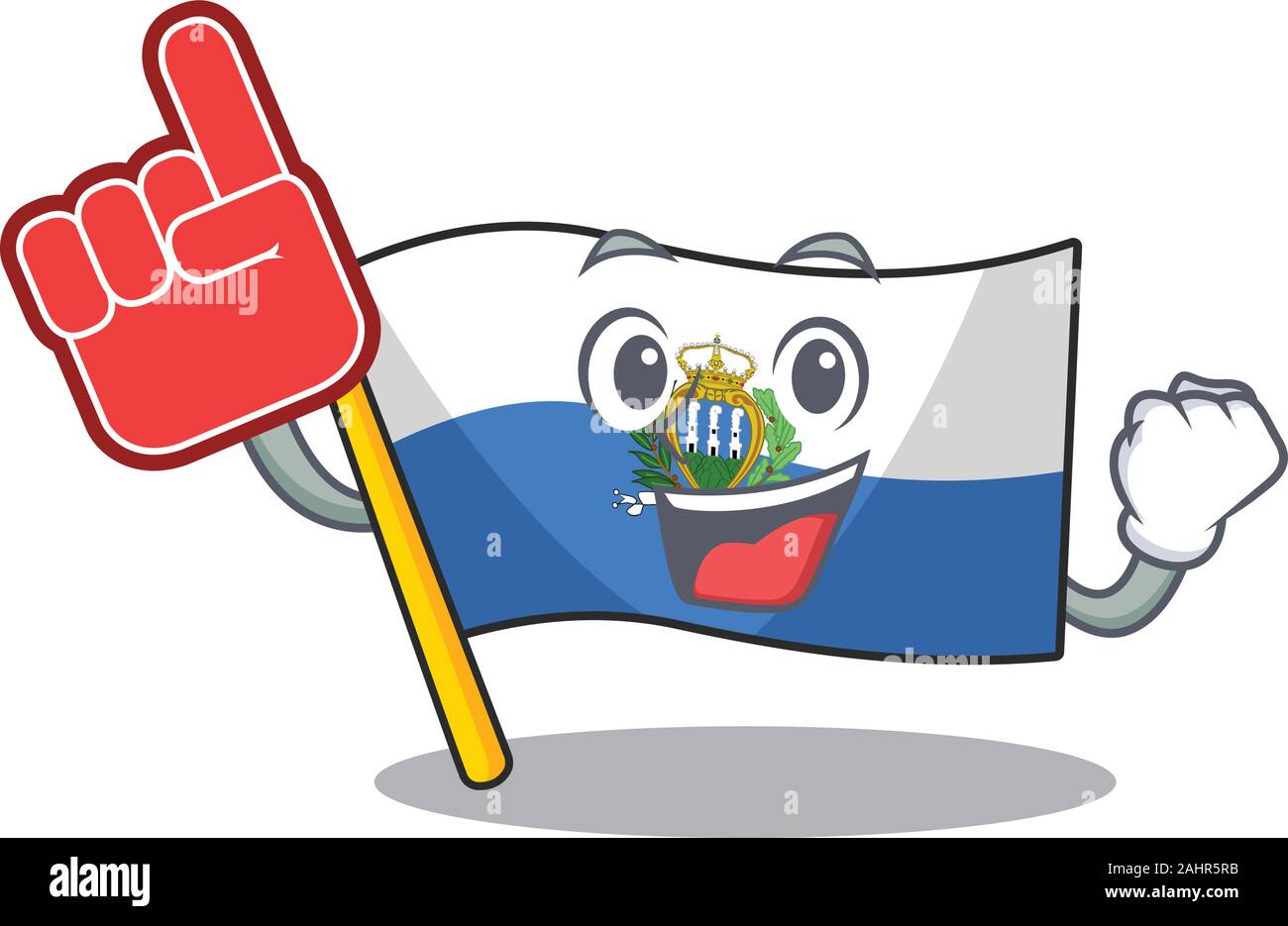 Flag san marino Scroll mascot cartoon style with Foam finger Stock ...