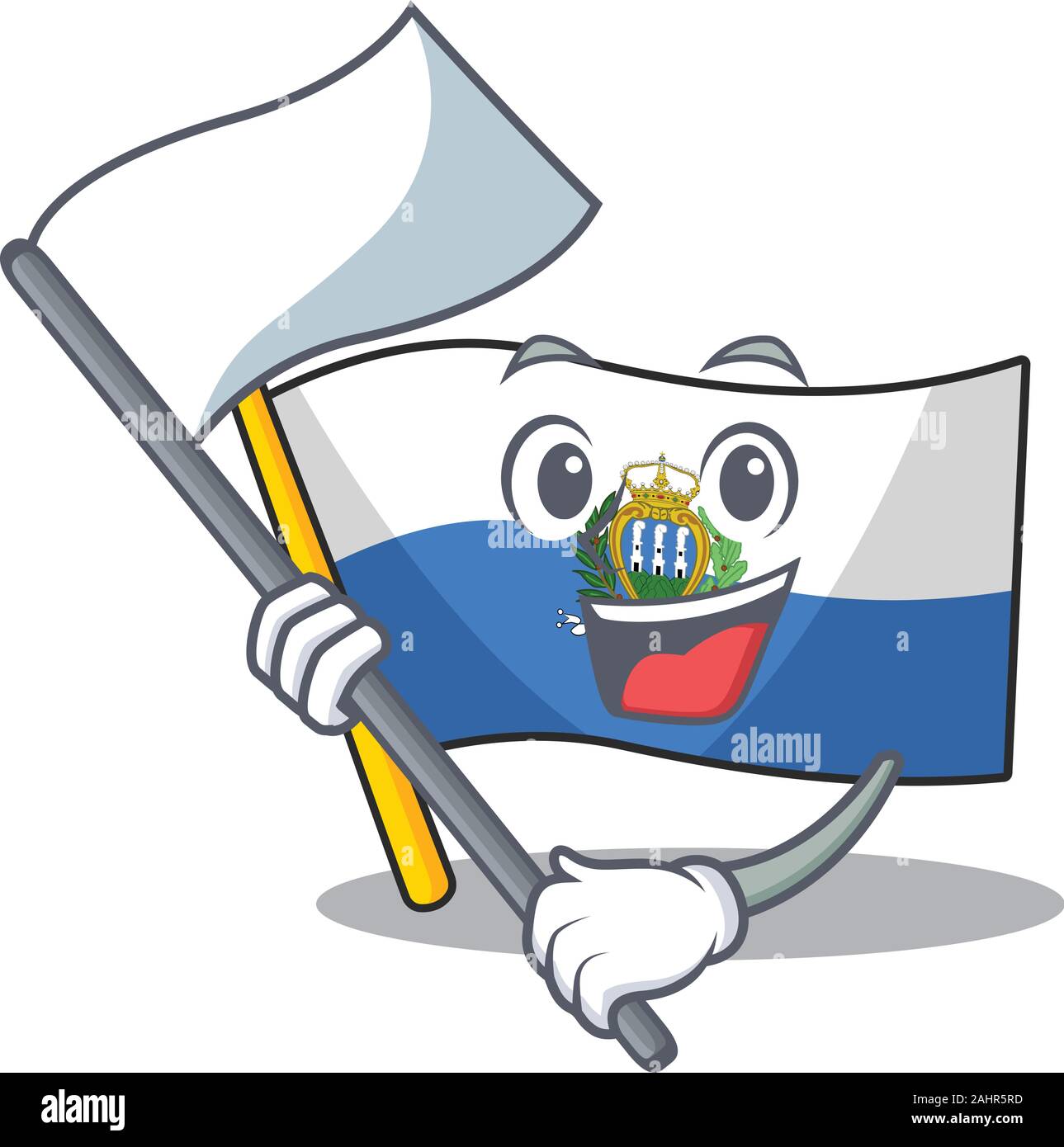 cute flag san marino Scroll cartoon character style with standing flag ...