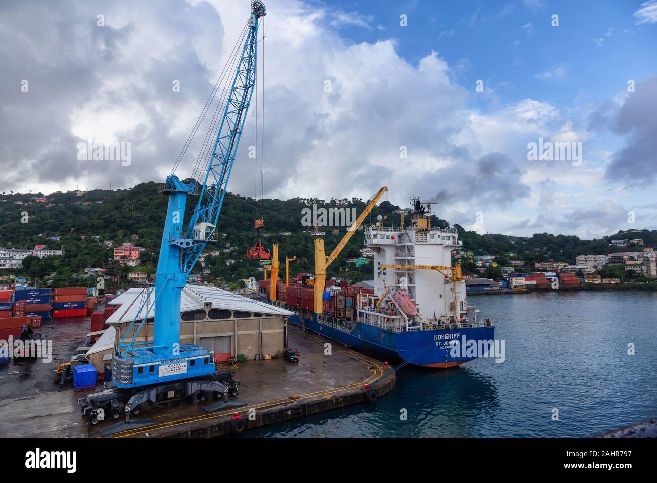 Industrial Site at a port in Castries, Saint Lucia Stock Photo - Alamy
