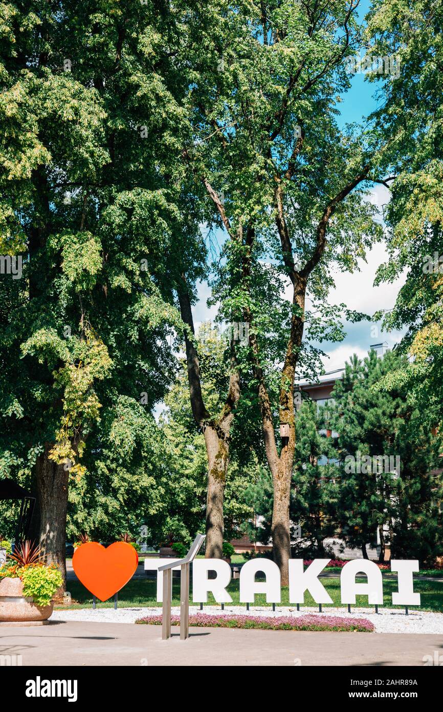 Trakai, Lithuania - August 9, 2019 : Trakai lettering monument Stock ...